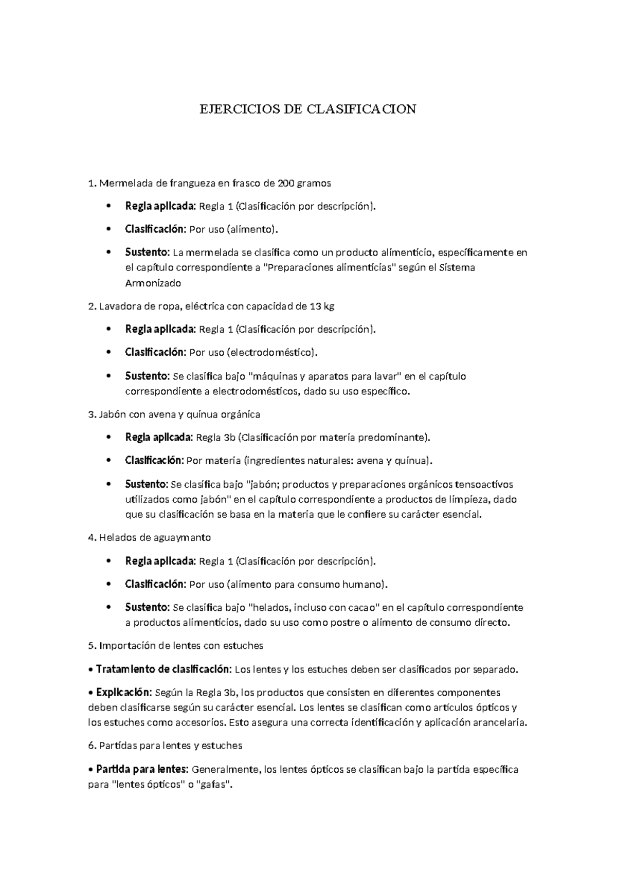 Ejercicios DE Clasificacion - EJERCICIOS DE CLASIFICACION 1. Mermelada ...