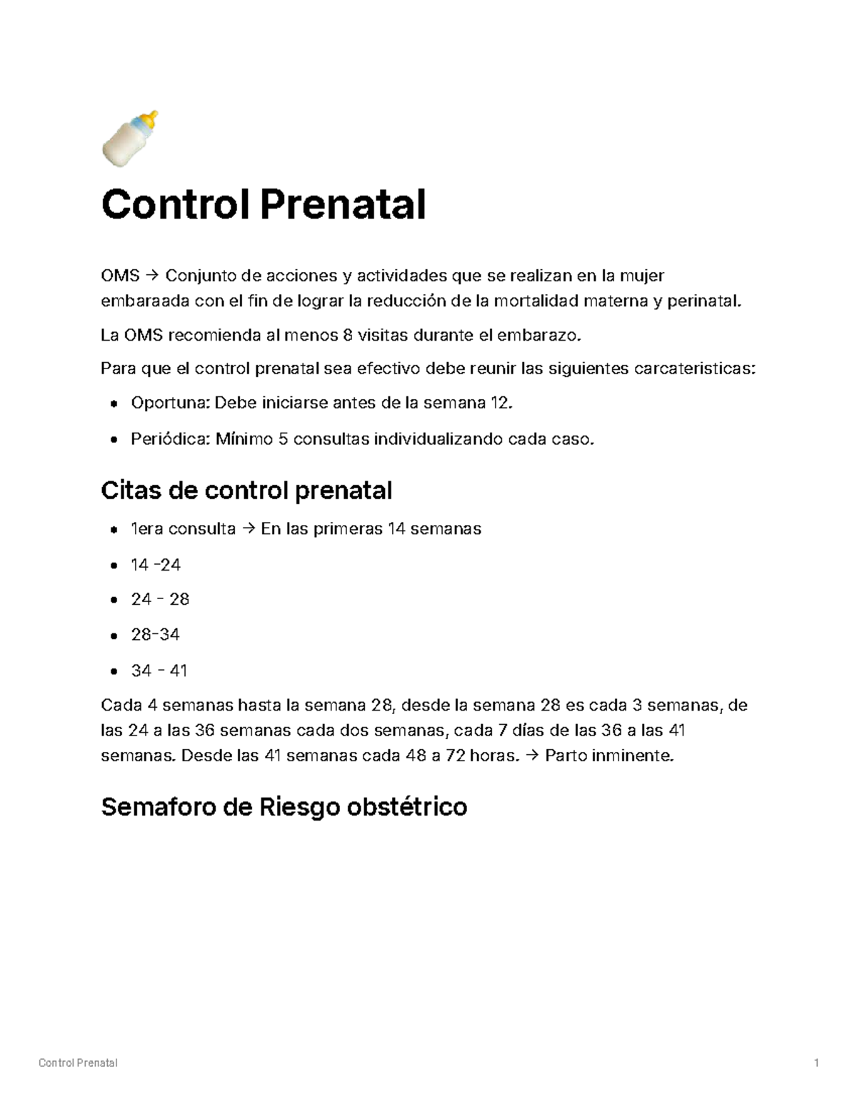 Control Prenatal OMS: Guía de Acciones y Actividades Esenciales - Studocu