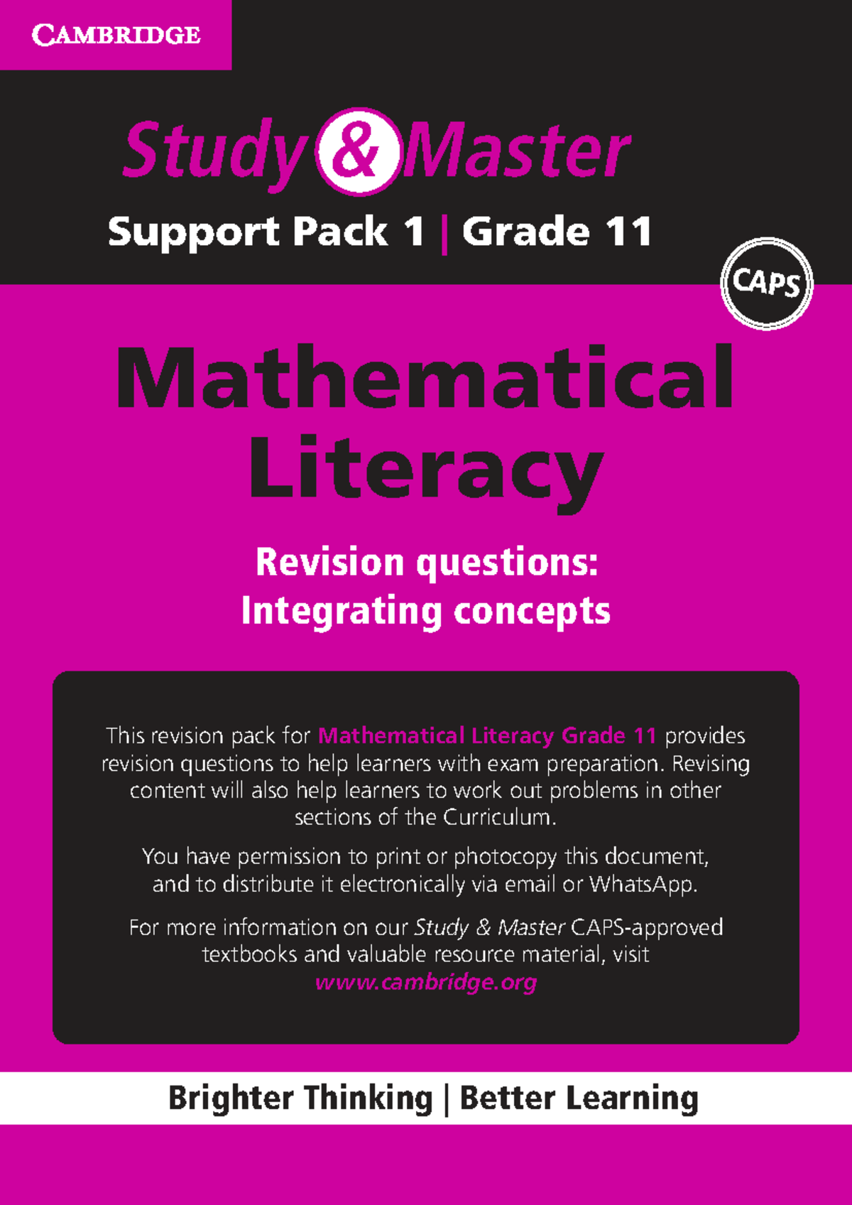 Revision questions Integrating concepts Pack 1 Gr11 - Study & Master ...