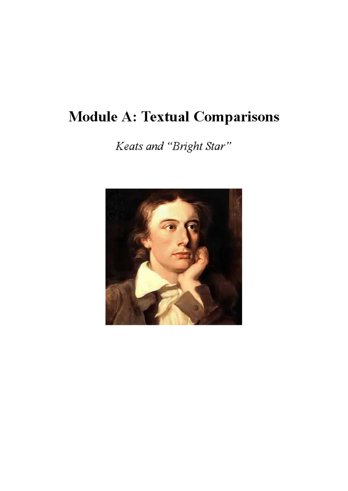Mod A: Textual Comparisons of John Keats and Romantic Poetry - Studocu