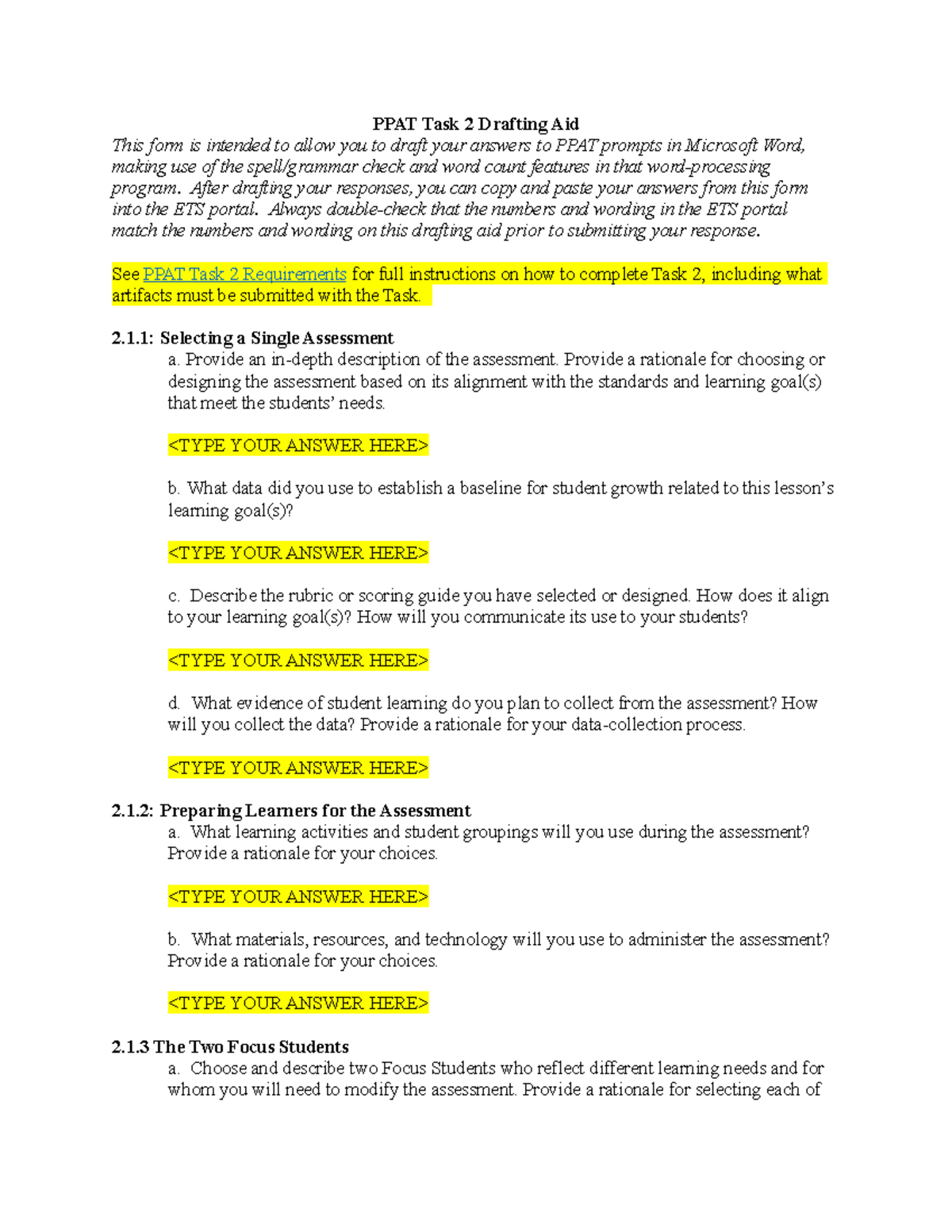 PPAT Task 2-1 - Completed PPAT task 2 - PPAT Task 2 Drafting Aid This ...