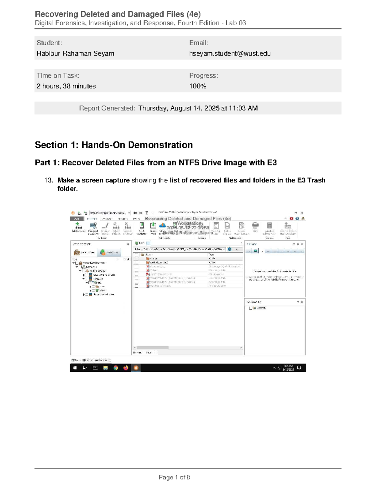 Lab 03: Recovering Deleted & Damaged Files (4e) - Digital Forensics - Studocu