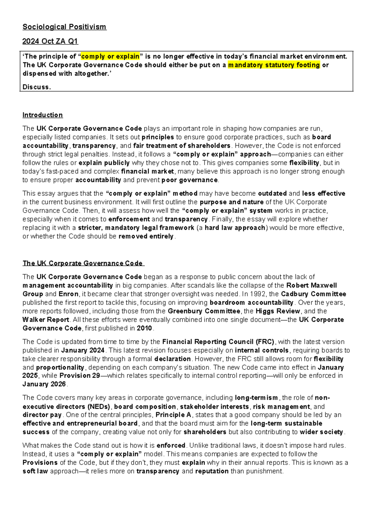 Corporate Governance in the UK: Effectiveness of the 2024 Code - ZA Q1 ...