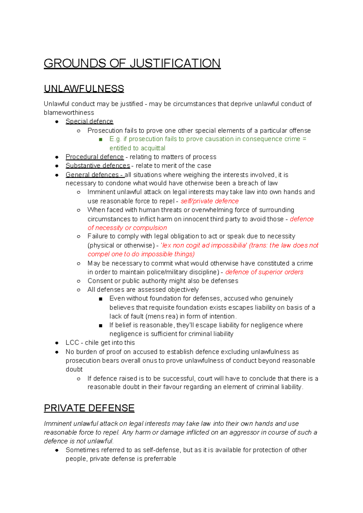 Grounds of Justification: Examining Legal Defenses in Unlawfulness ...