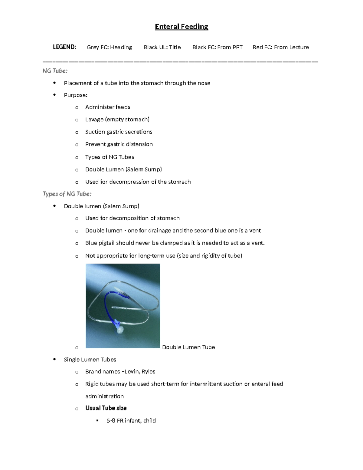 NG Tube and G-Tube Feeding Management Notes - NURS 101 - Studocu