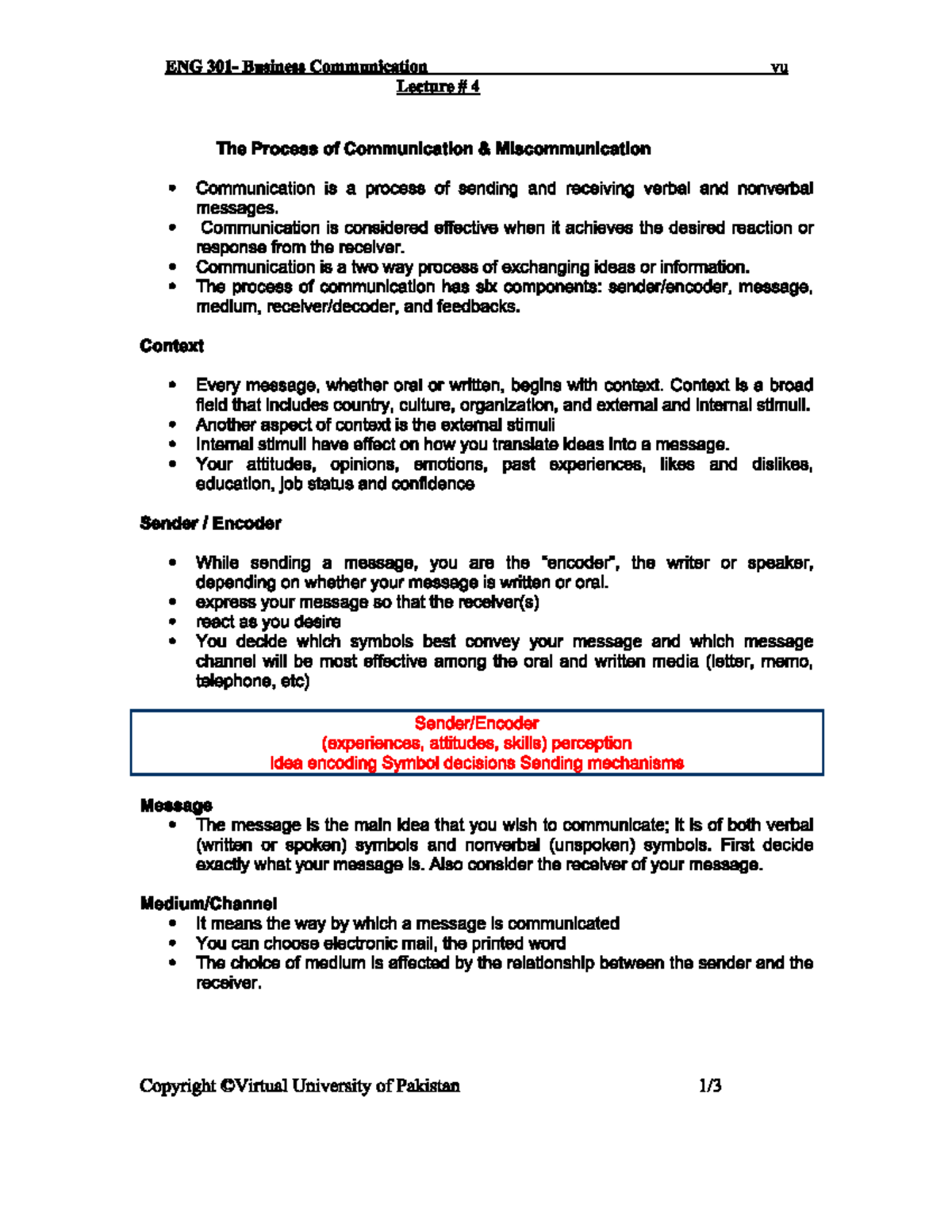 ENG Business Communication vu Lecture 4: The Process of Communication ...