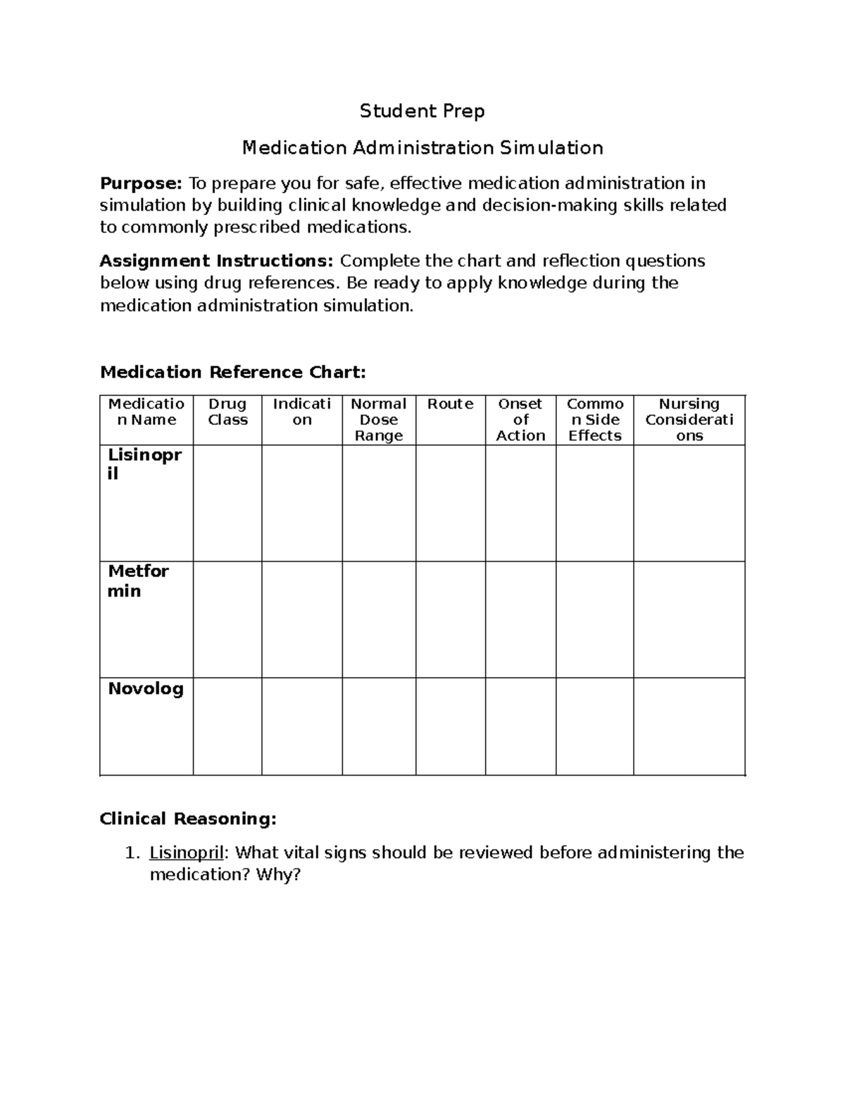 SIM Pharm 121: Medication Administration Simulation Prep Guide - Studocu