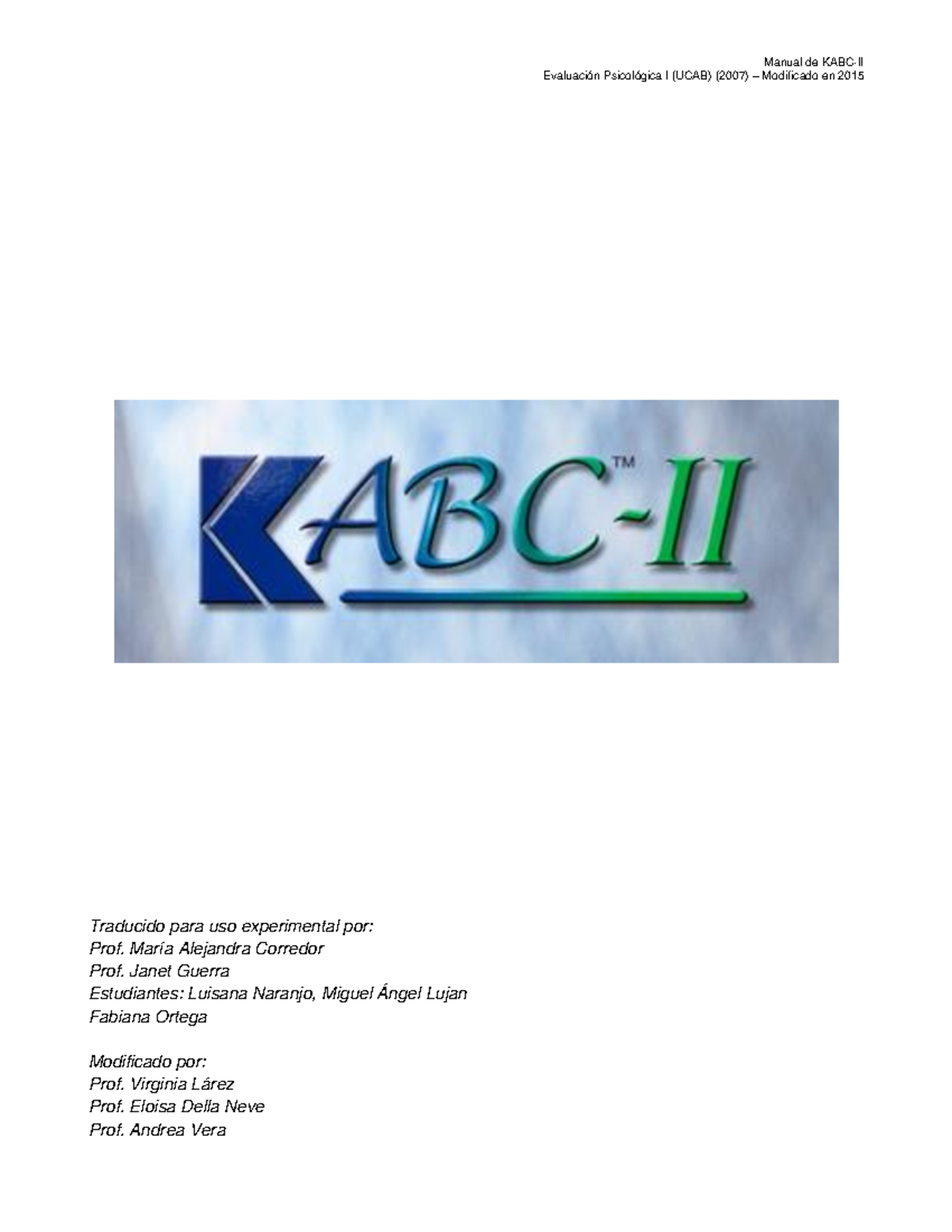 KABC-II - Manual completo - Evaluación Psicológica I (UCAB) (2007) – Modificado en 2015 ...
