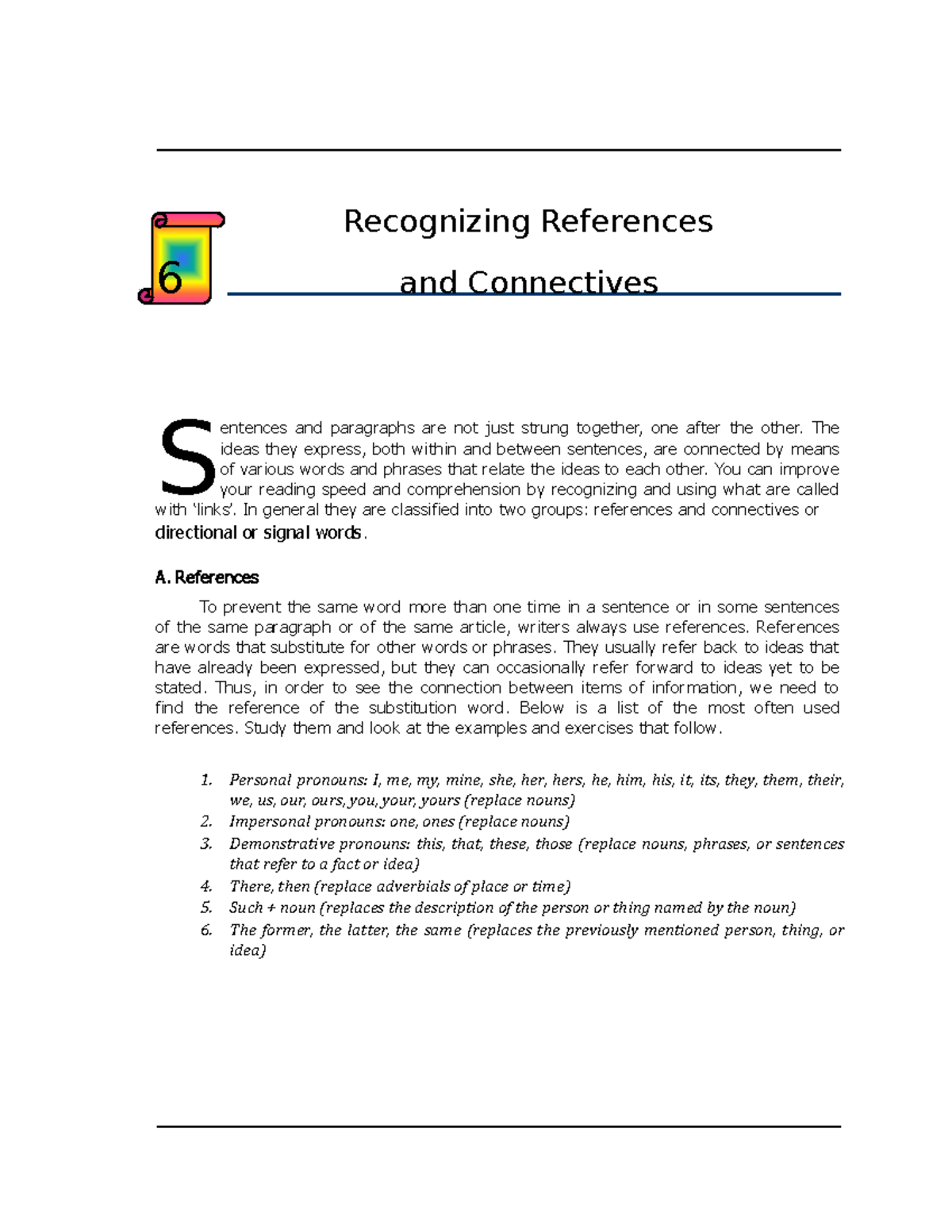 Exercise recognizing references and connectives - Recognizing ...