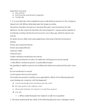 Case study of Acute Appendicitis - CARING FOR THE PATIENT WITH ACUTE ...