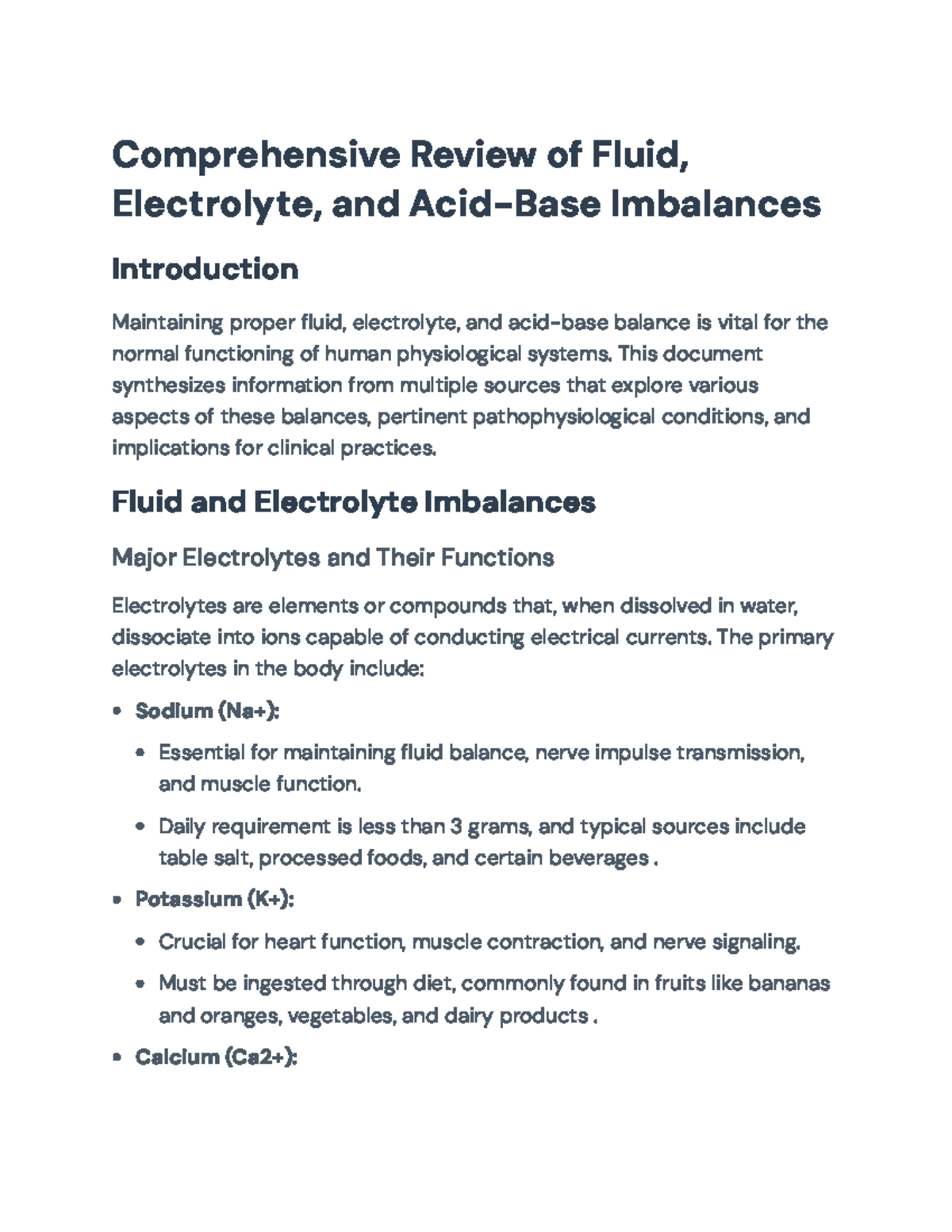 Fluid, Electrolyte & Acid-Base Imbalances: A Comprehensive Guide - Studocu