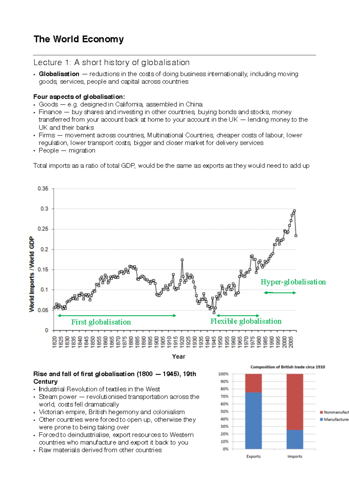 ECON0007 Globalisation and Trade Theories Lecture Notes PDF - Studocu