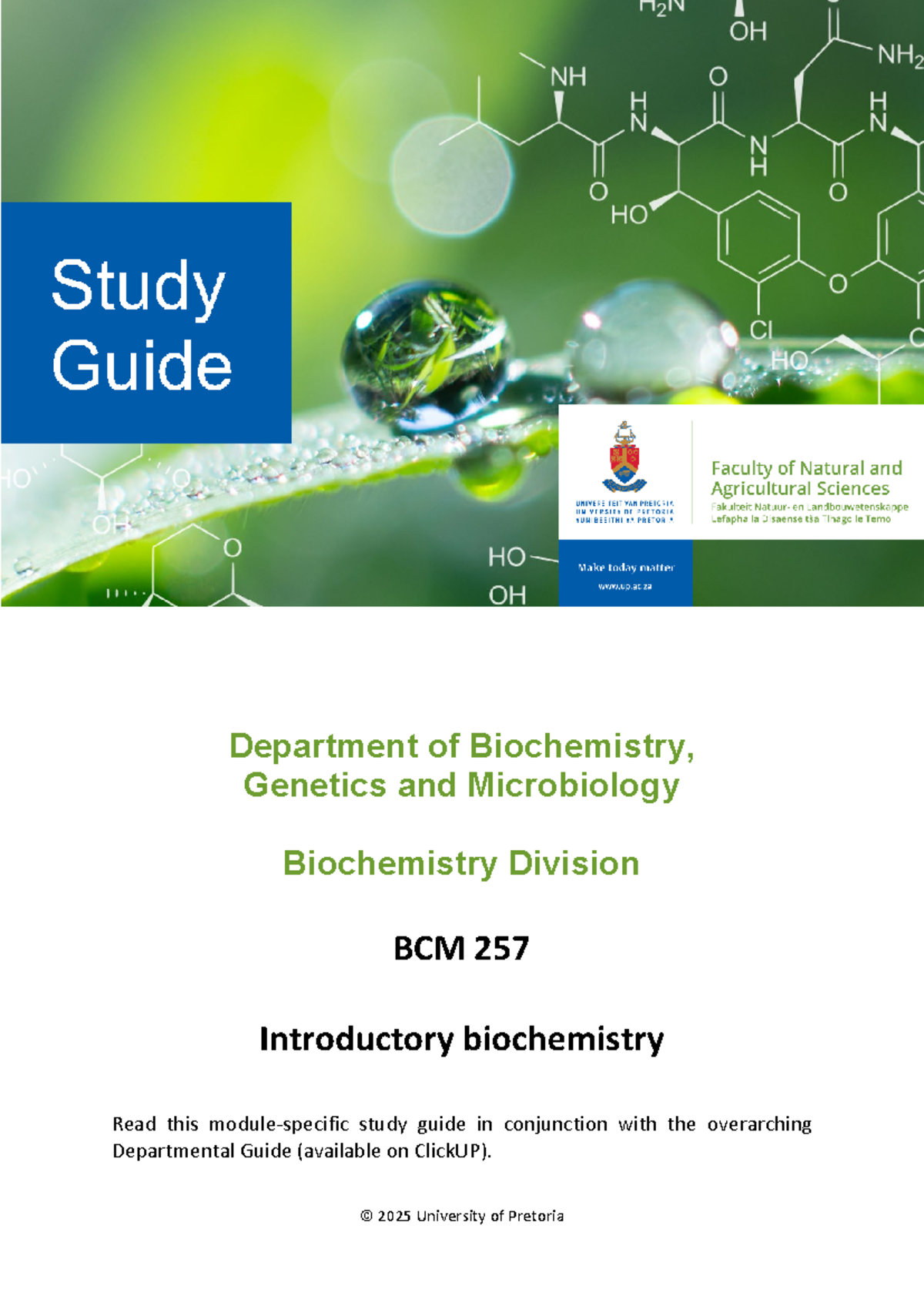 BCM 257 Study Guide 2025: Introductory Biochemistry Overview - Studocu