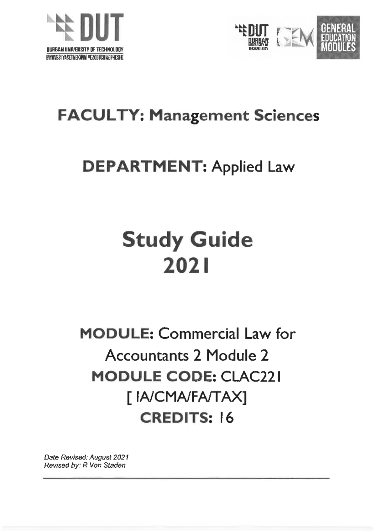 Commercial Law 2 Module 2 Study Guide 2021 - Studocu