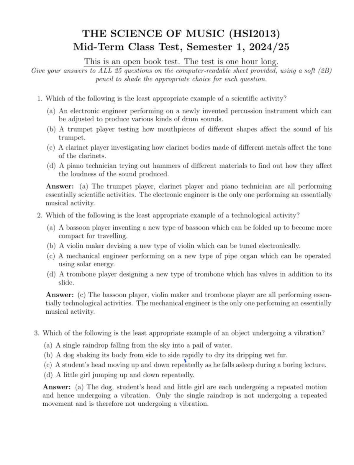 The Science of Music (HSI2013) Class Test Review Notes - Studocu