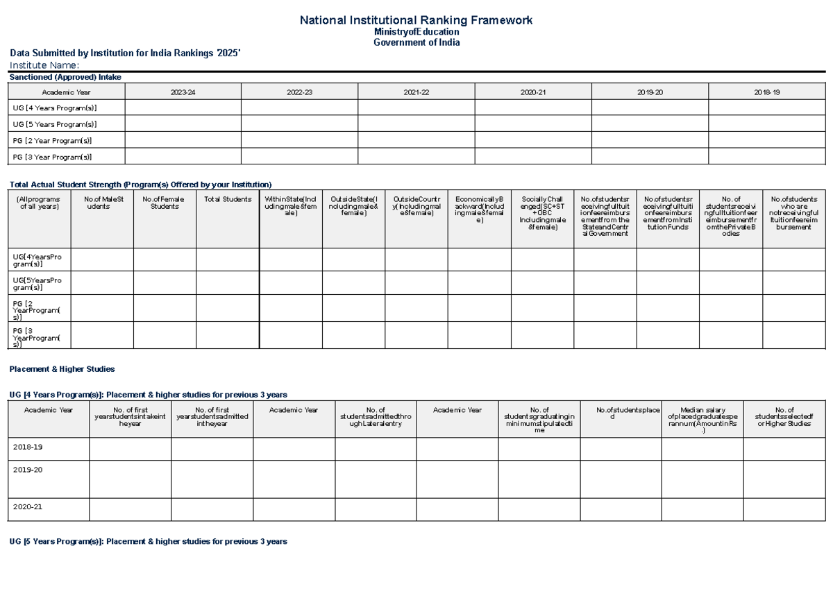 National Institutional Ranking Framework (NIRF) Data Submission for DSC ...