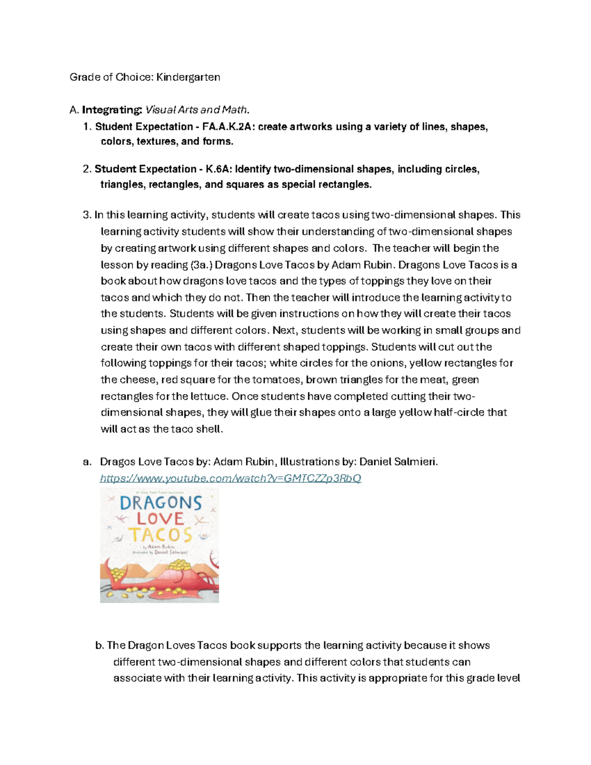 Elementary Visual and Performing Arts Methods - C105 - Grade of Choice ...