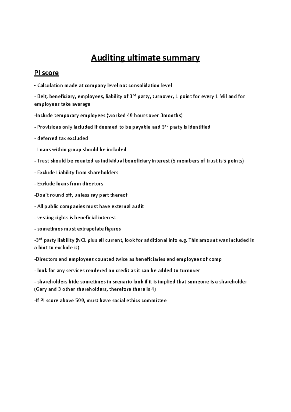 Audits 3A: Comprehensive Summary of PI Score Calculation and Risks ...