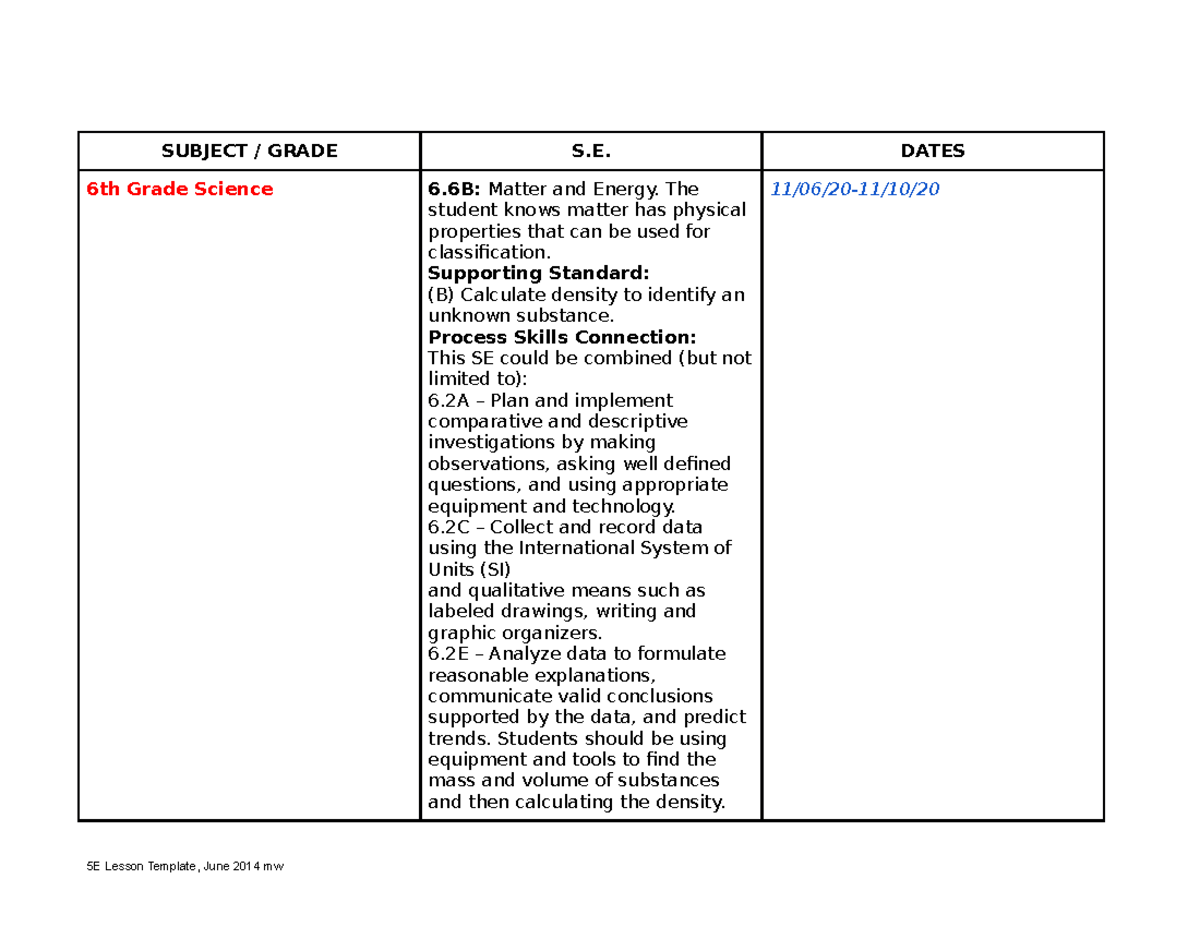 6.6B Science: Understanding Matter, Energy, and Density Calculations ...