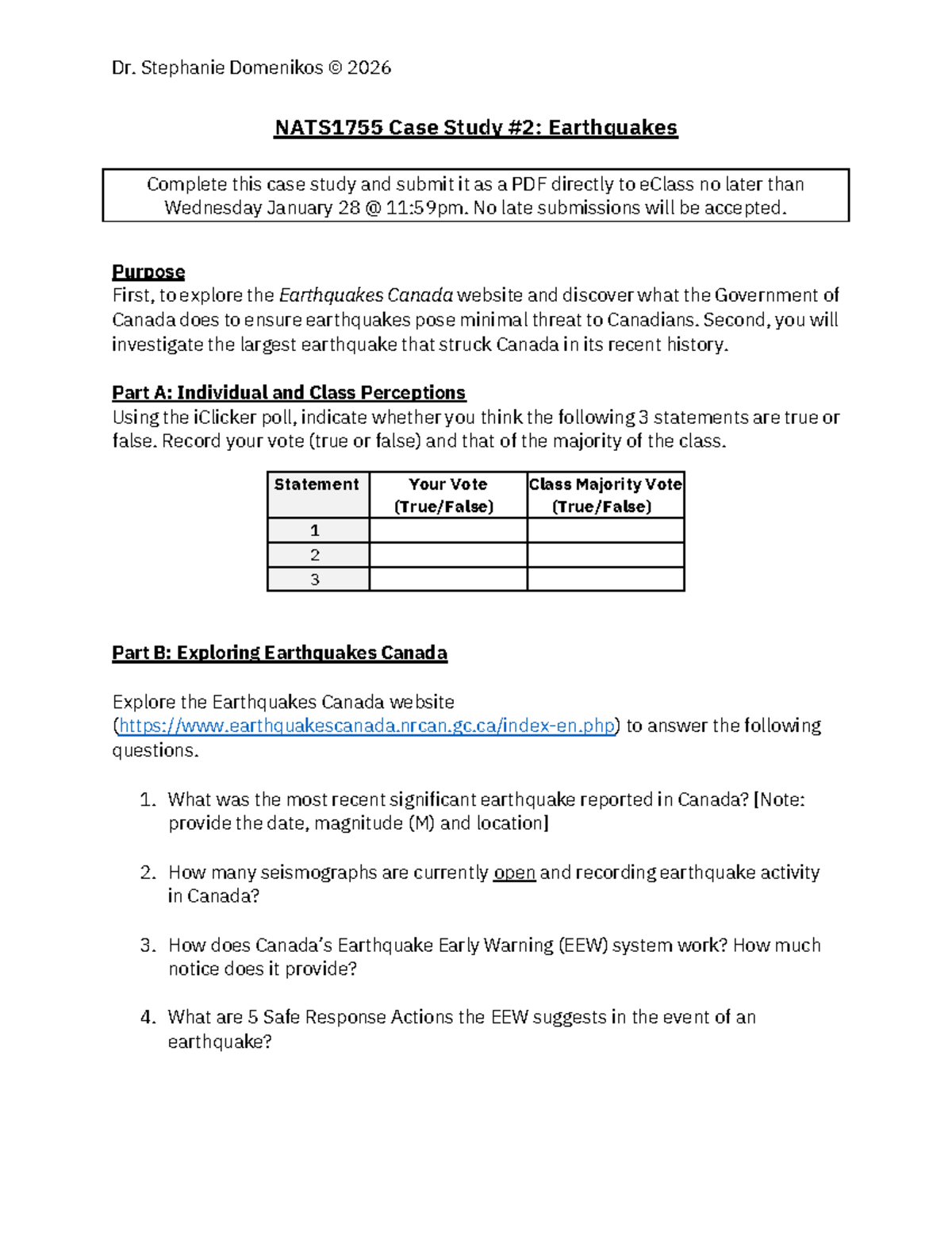 NATS1755 Case Study #2: Exploring Earthquakes in Canada - Studocu