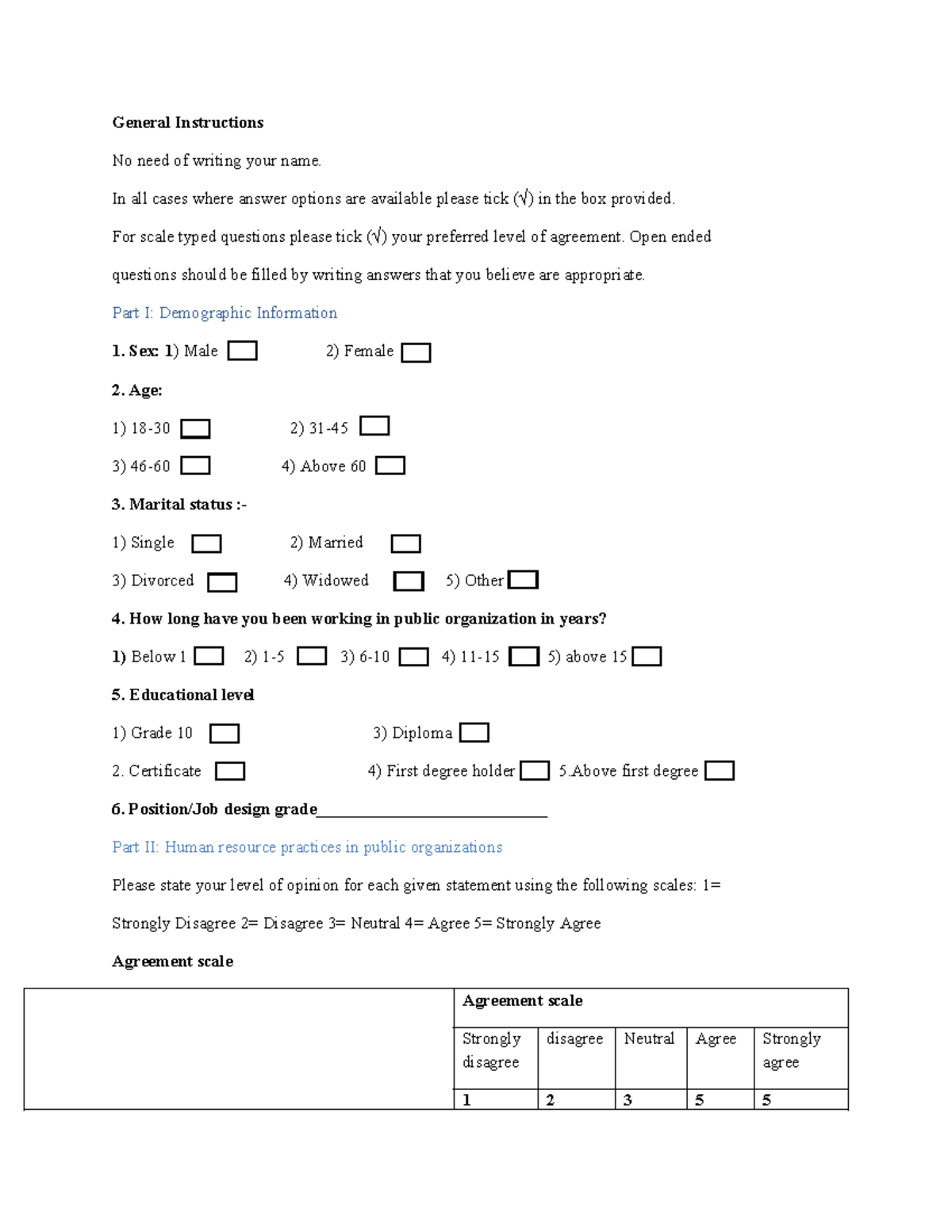 Questionnaire for human resource management practices - sxxsa - Studocu