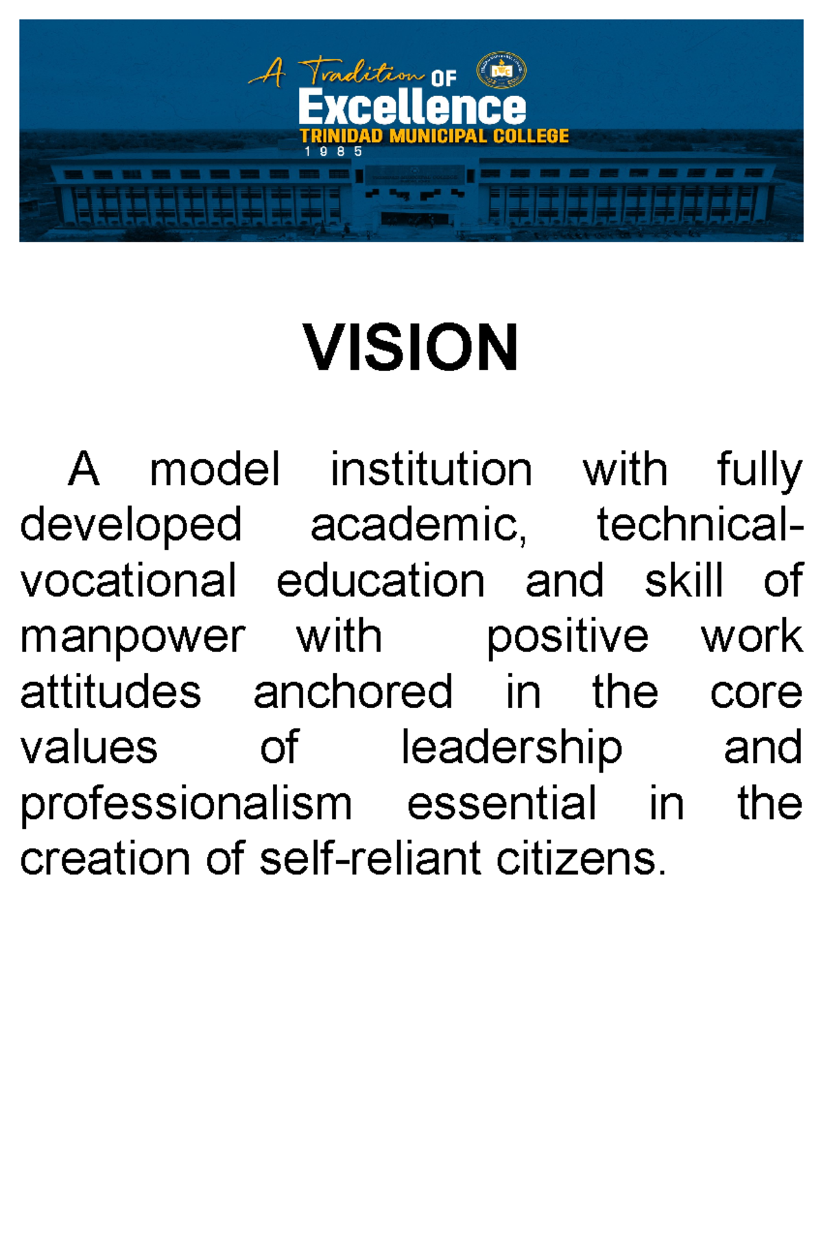 Vision and Mission of TMC: Goals for Academic Excellence - Studocu