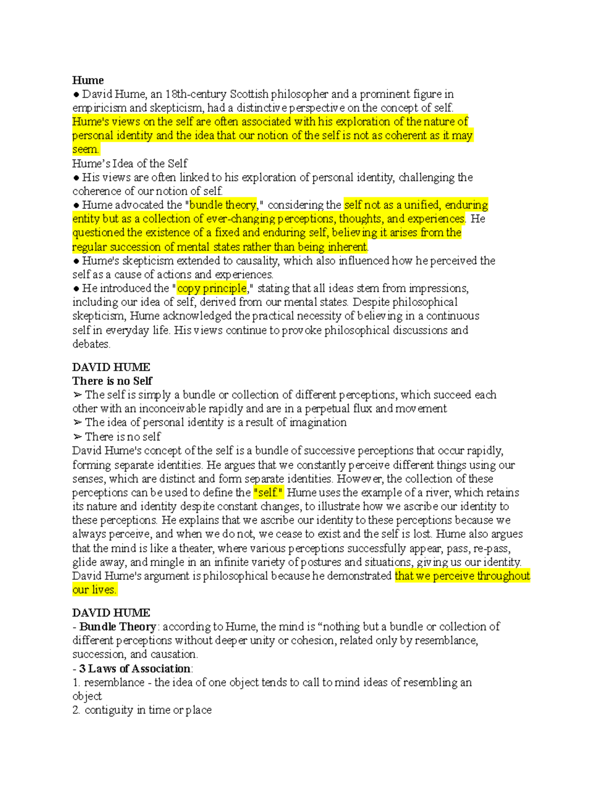 David Hume: Philosophical Exploration of the Self and Identity - Studocu