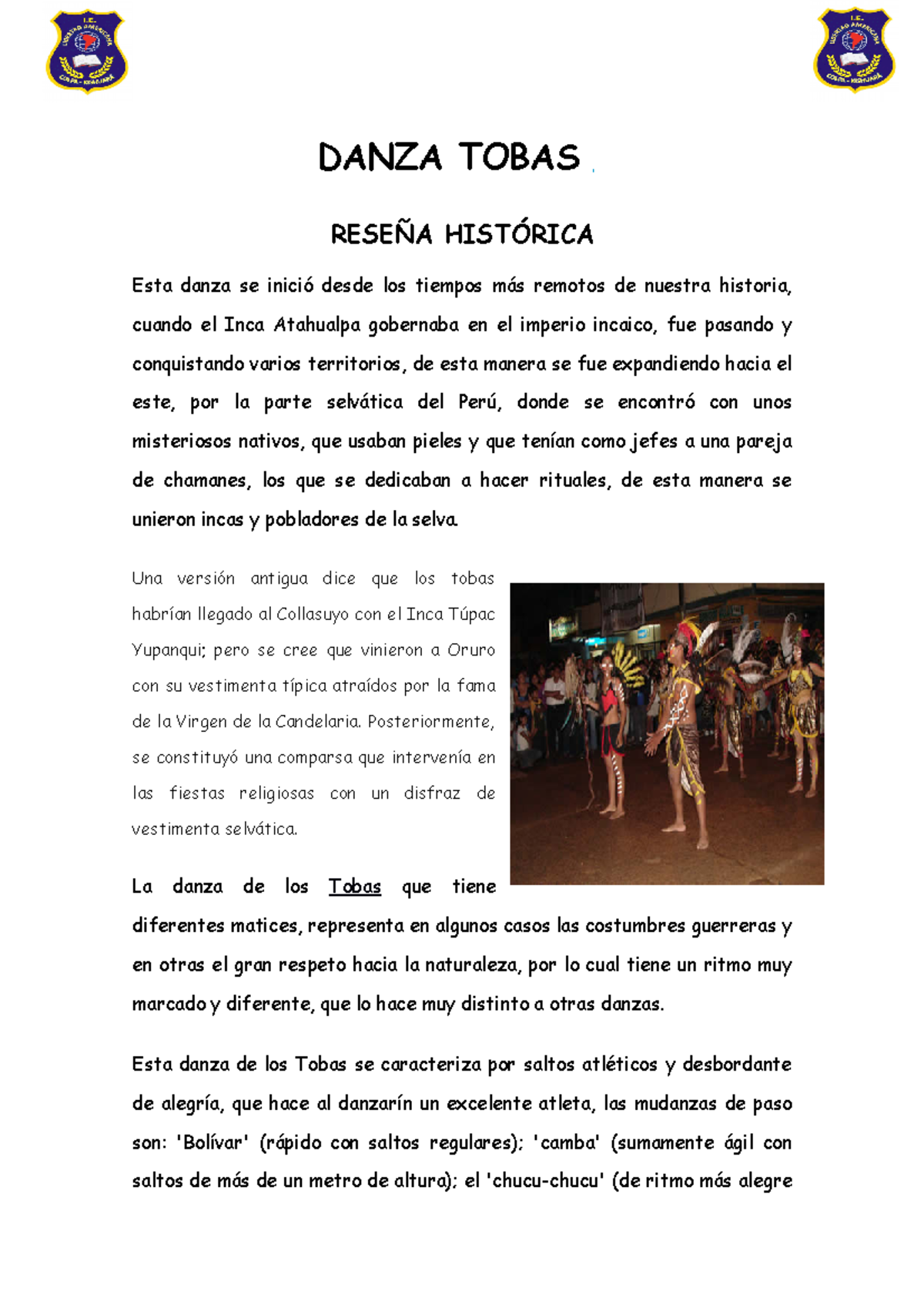 Danza Tobas: Historia, Vestimenta y Pasos de la Tradición (BASEES) - Studocu