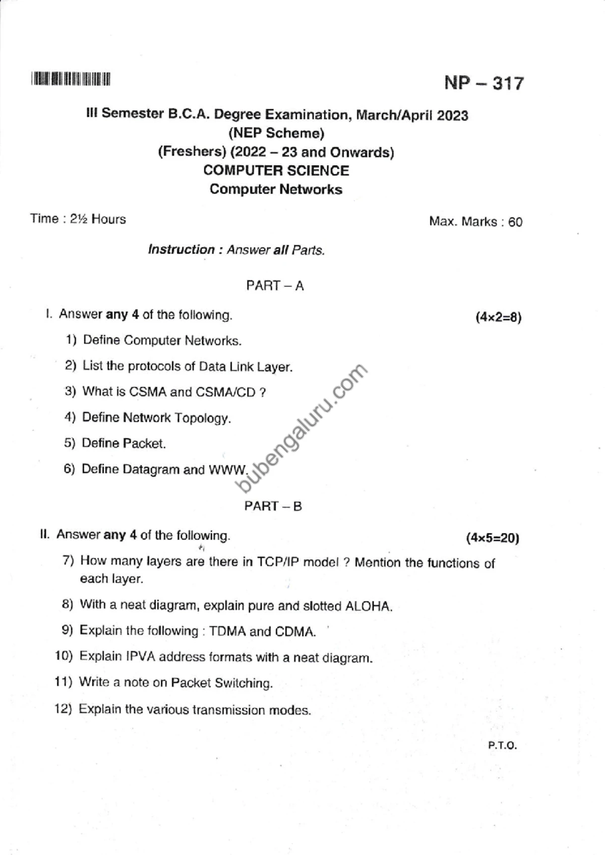3rd sem BCA Computer Networks 2024 -1 - NP 396 Semester B.C. Degree ...