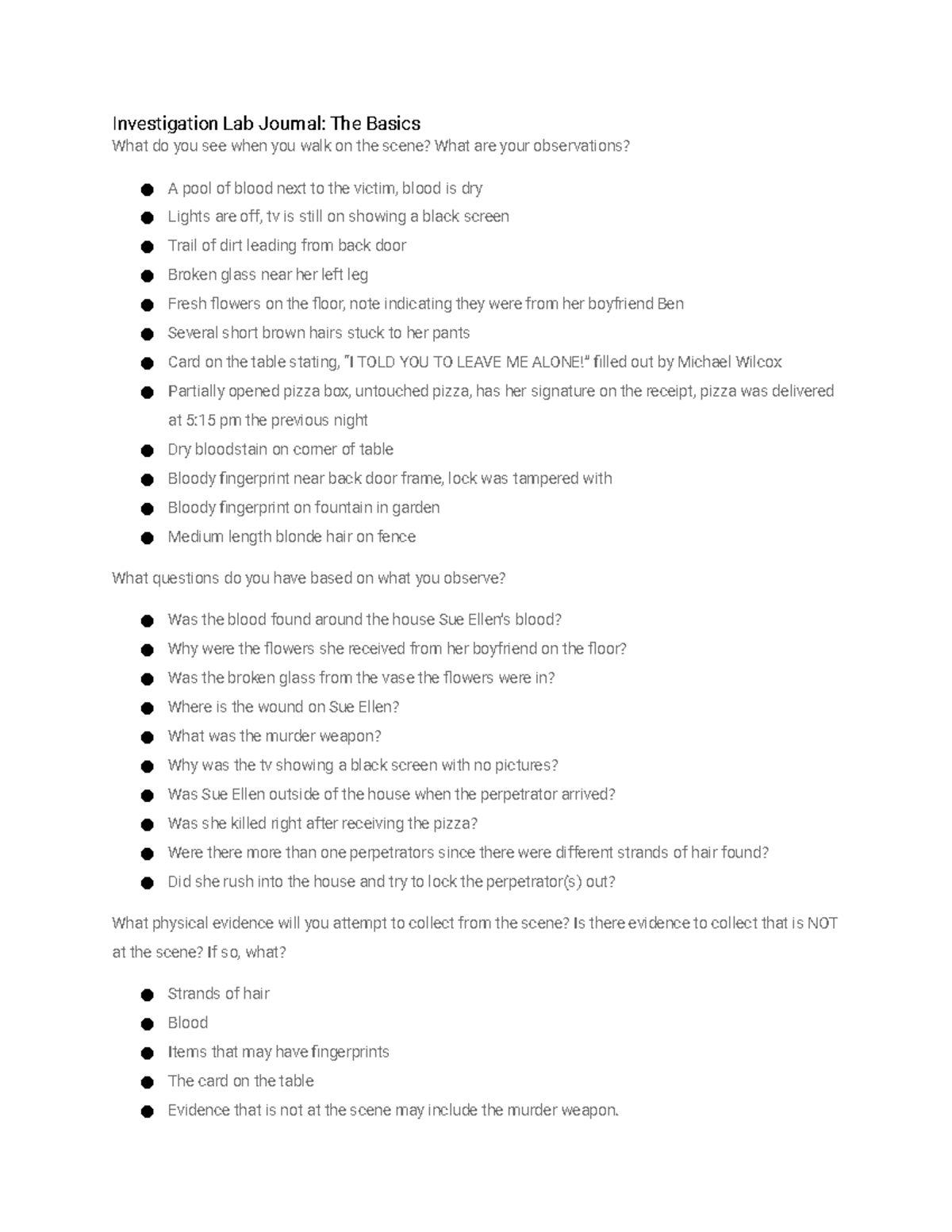 Unit 3 Lab Report: Forensic Science Crime Scene Investigation - Studocu
