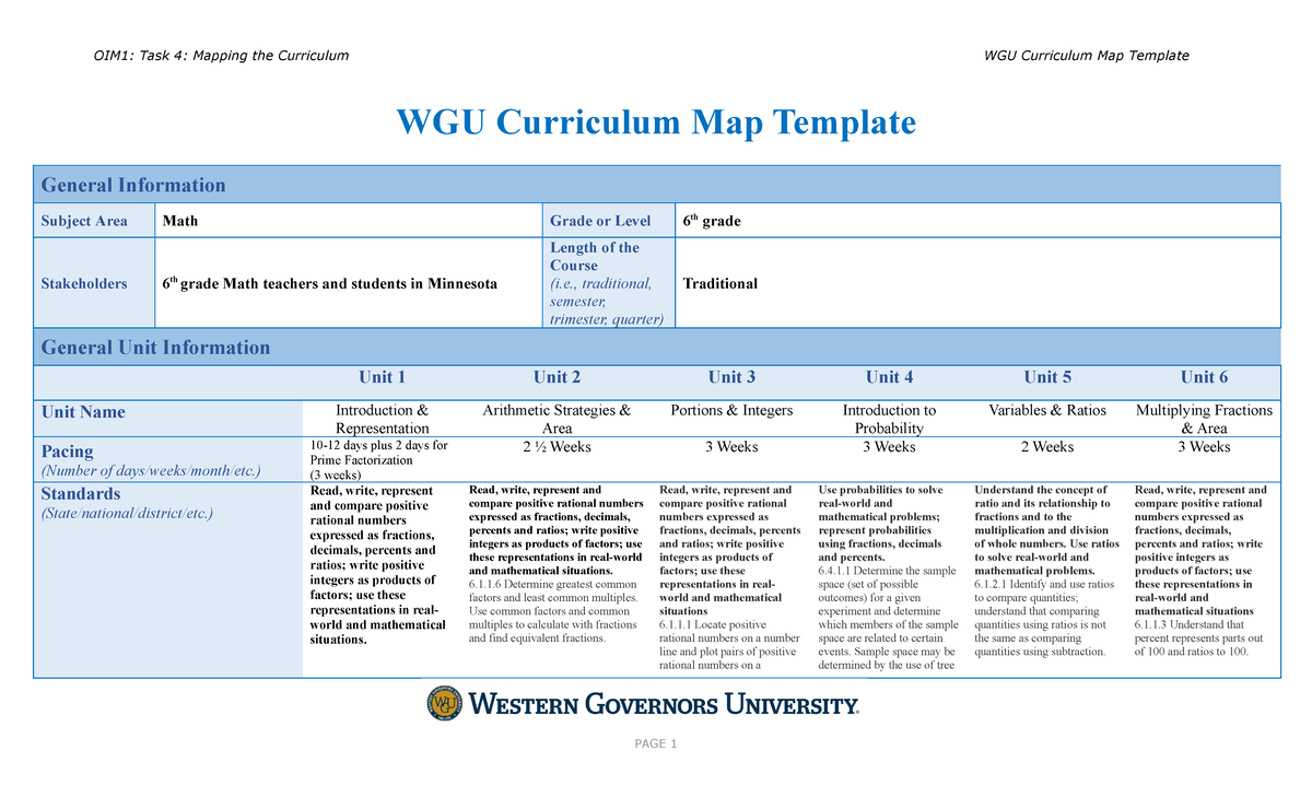 WGU Curriculum Map - Passed. - WGU Curriculum Map Template General ...