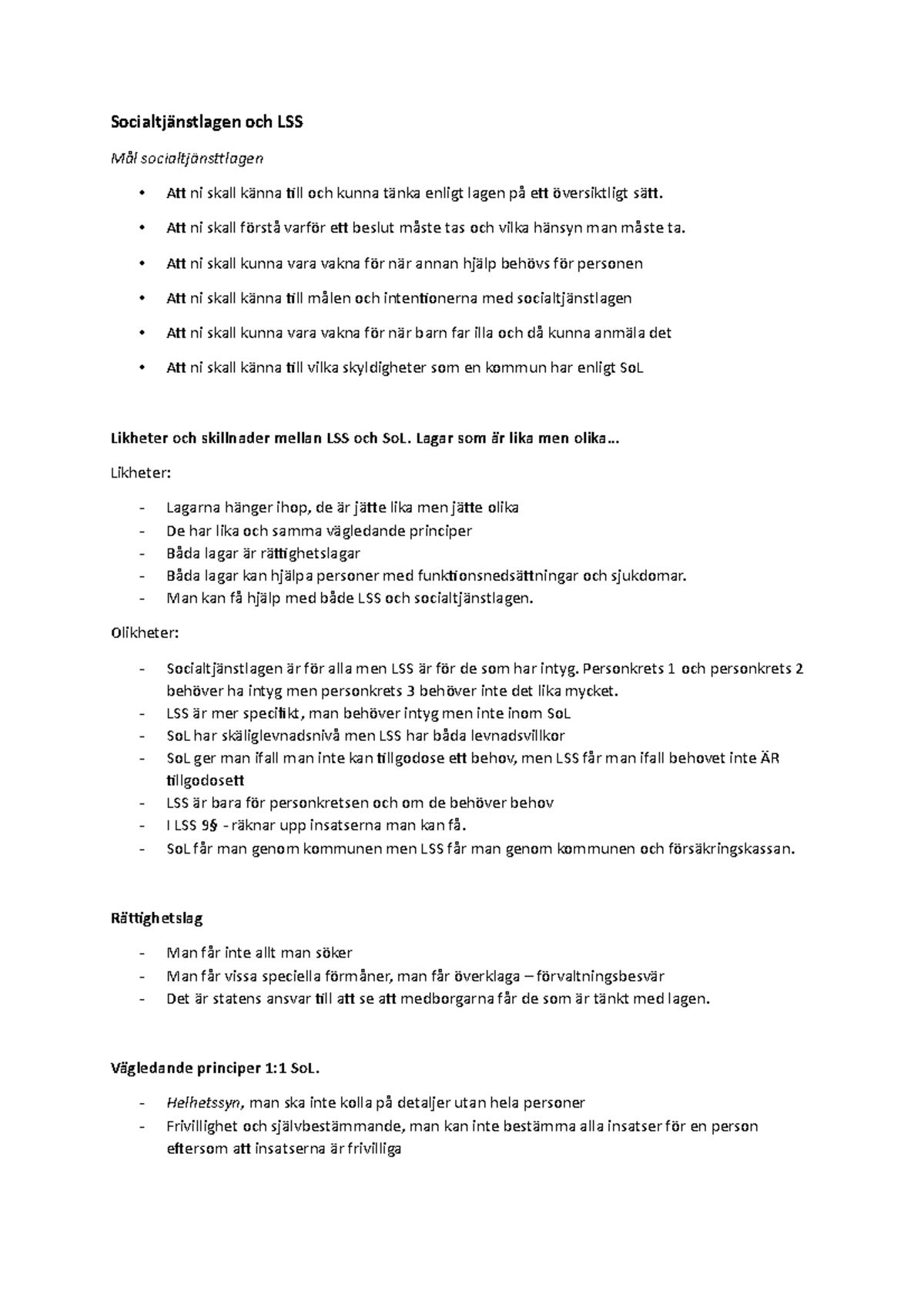 Socialtjänstlagen och LSS: Mål, Principer och Ansvar (Sammanställning ...