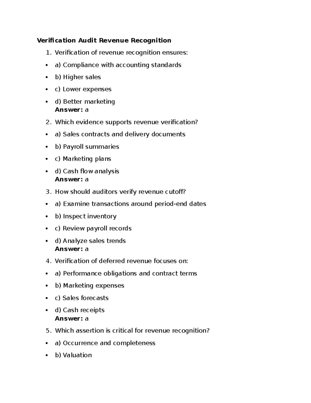 Verification Audit on Revenue Recognition: Key Concepts and Procedures ...