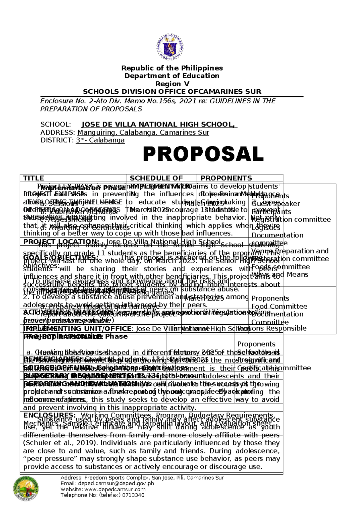 Proposal for Seminar on Peer Influence and Substance Abuse Prevention ...