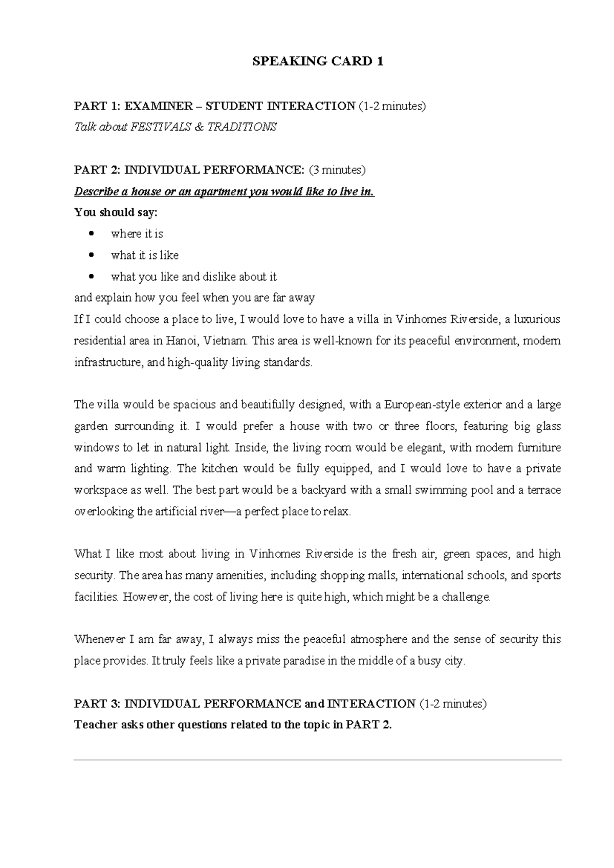 Speaking Cards NN5 Mindset 2 for Students - SPEAKING CARD 1 PART 1 ...