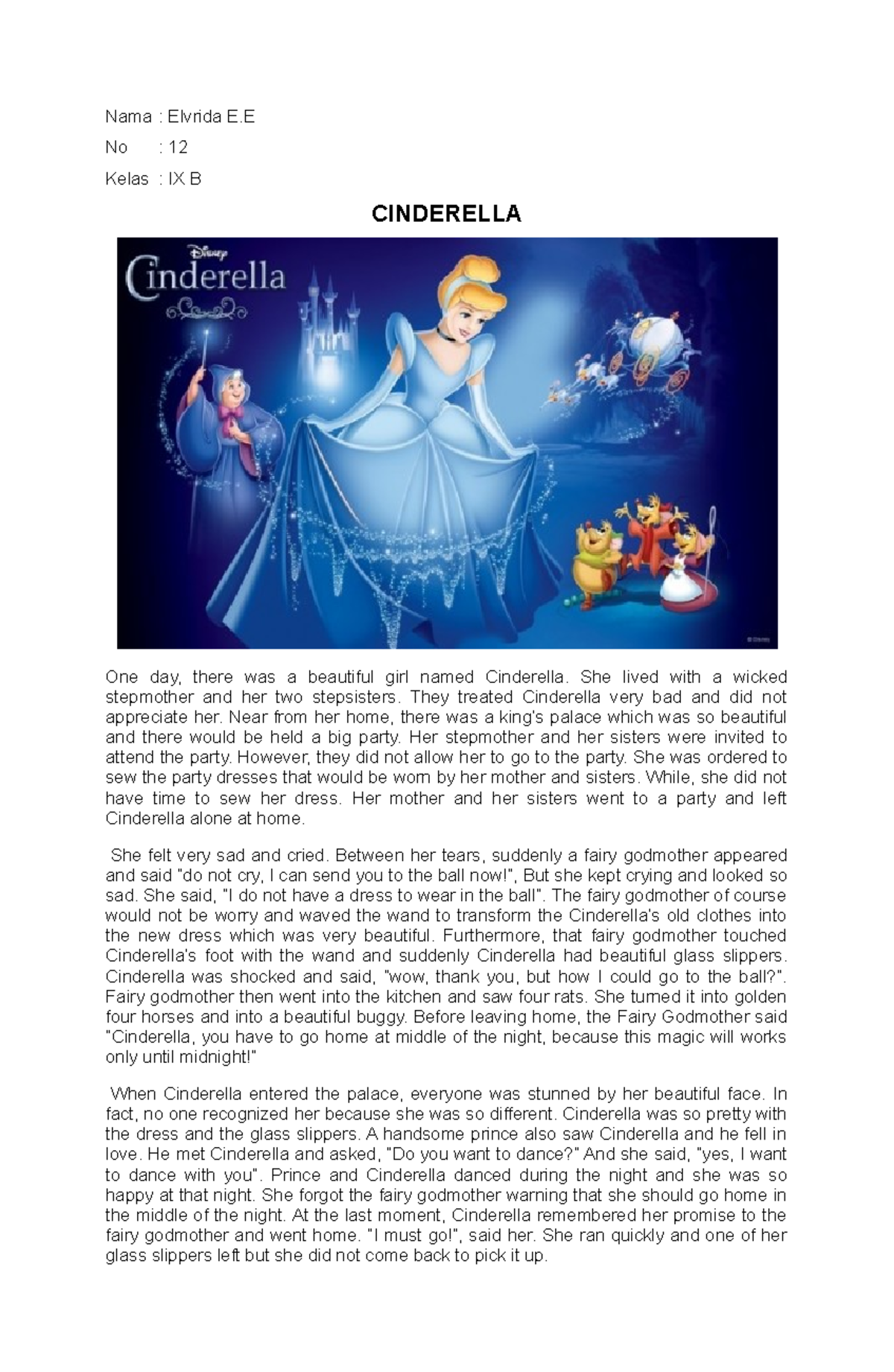 Cinderella - Narrative Essay Notes for IX B Class - Studocu