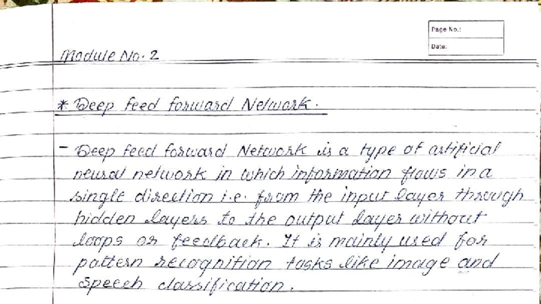 DL-M2 - Deep Learning Module 2 Notes on Feedforward Networks - Studocu