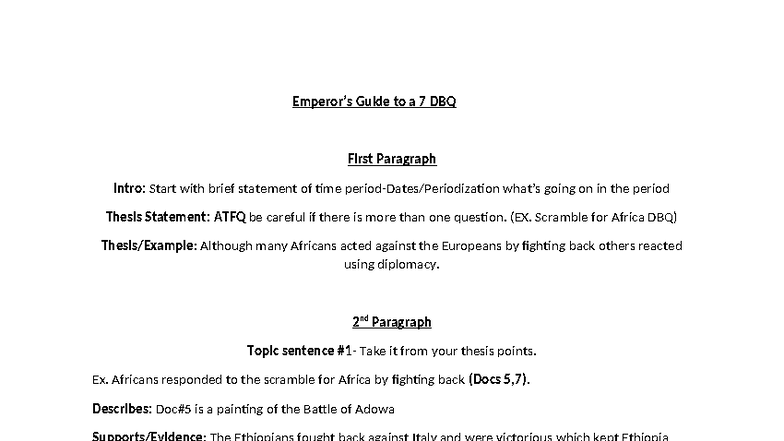 Emperor's Guide to Achieving a 7 on the DBQ 2023 - Studocu