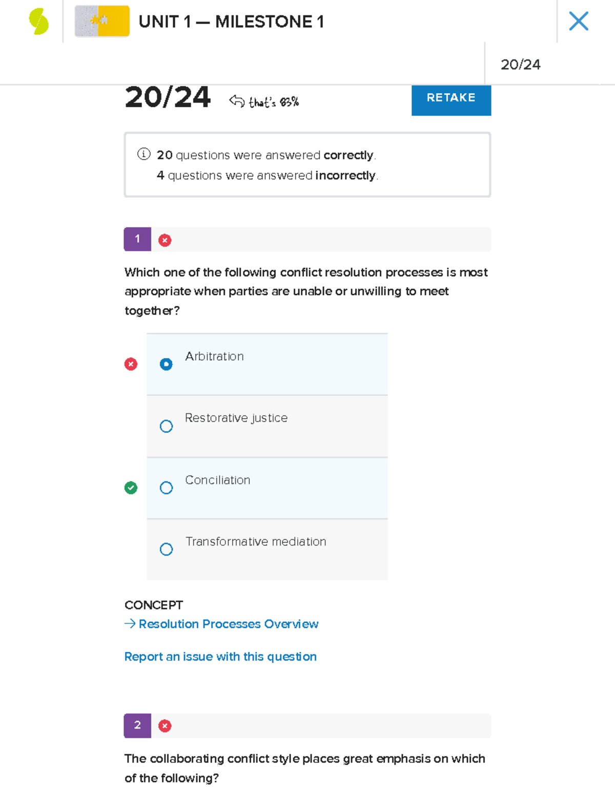 Sophia- Conflict Resolution Milestone 1 - 1 CONCEPT → Resolution Processes Overview 2 20 / 24 ...