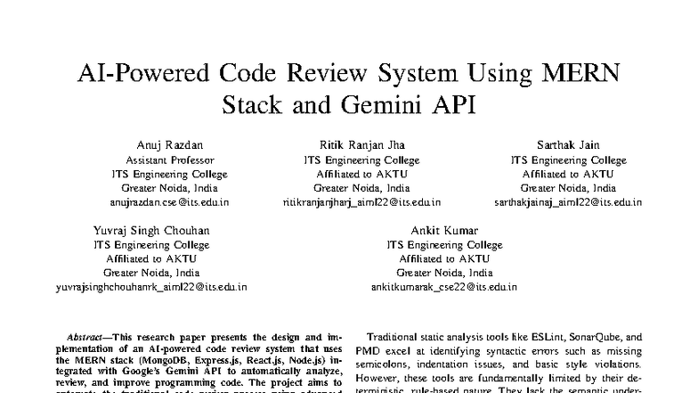 Code Review System Using MERN Stack & Gemini API: Research Insights ...