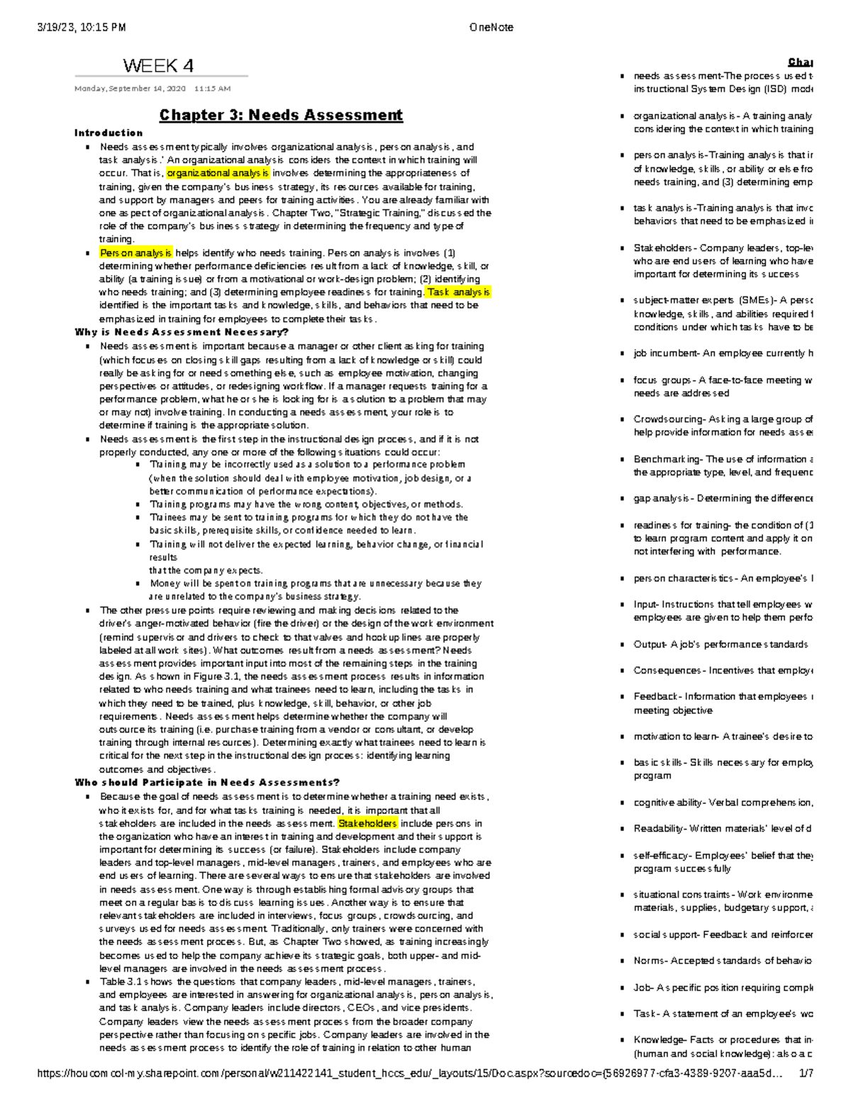 Chapter 3 Needs Assessment - WEEK 4 Monday, September 14, 2020 11:15 AM Chapter 3: Needs ...