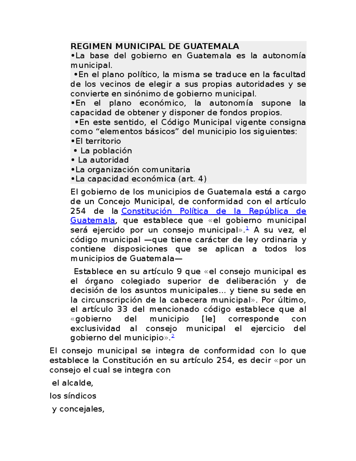 Regimen Municipal DE Guatemala Texto - REGIMEN MUNICIPAL DE GUATEMALA ...