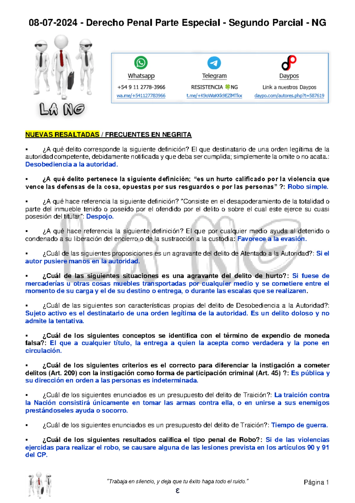 Parcial 2: Derecho Penal - Parte Especial (Código Penal) - Studocu