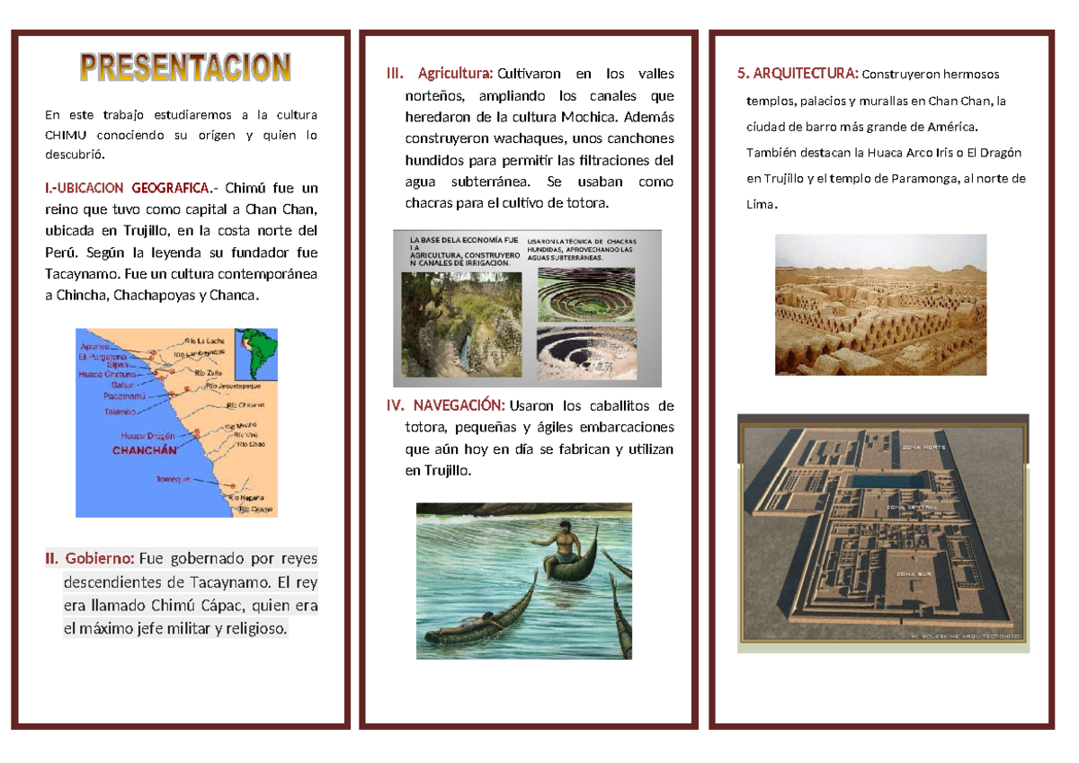 Triptico sobre la Cultura Chimú: Origen y Descubrimiento - Studocu