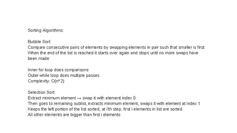 Sorting Algorithms: Bubble and Selection Sort Explained - Studocu