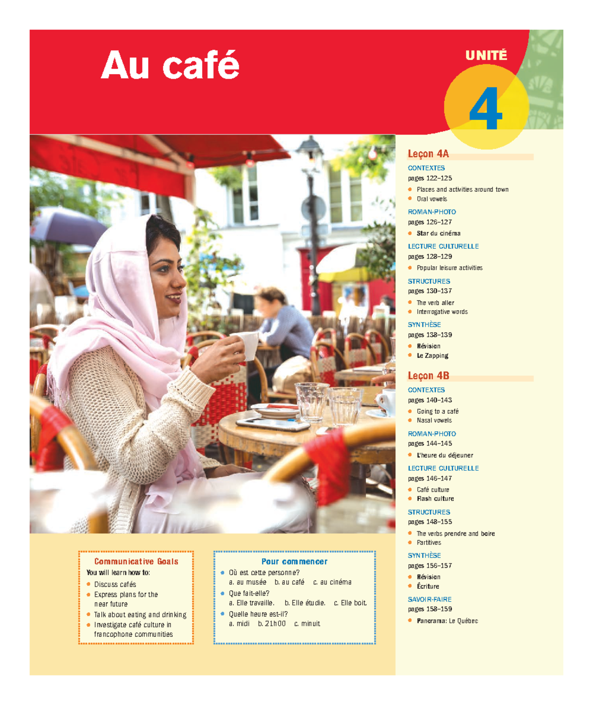 Promenades 4e Lesson and TOC - UNITÉ Leçon 4A CONTEXTES pages 122 ...