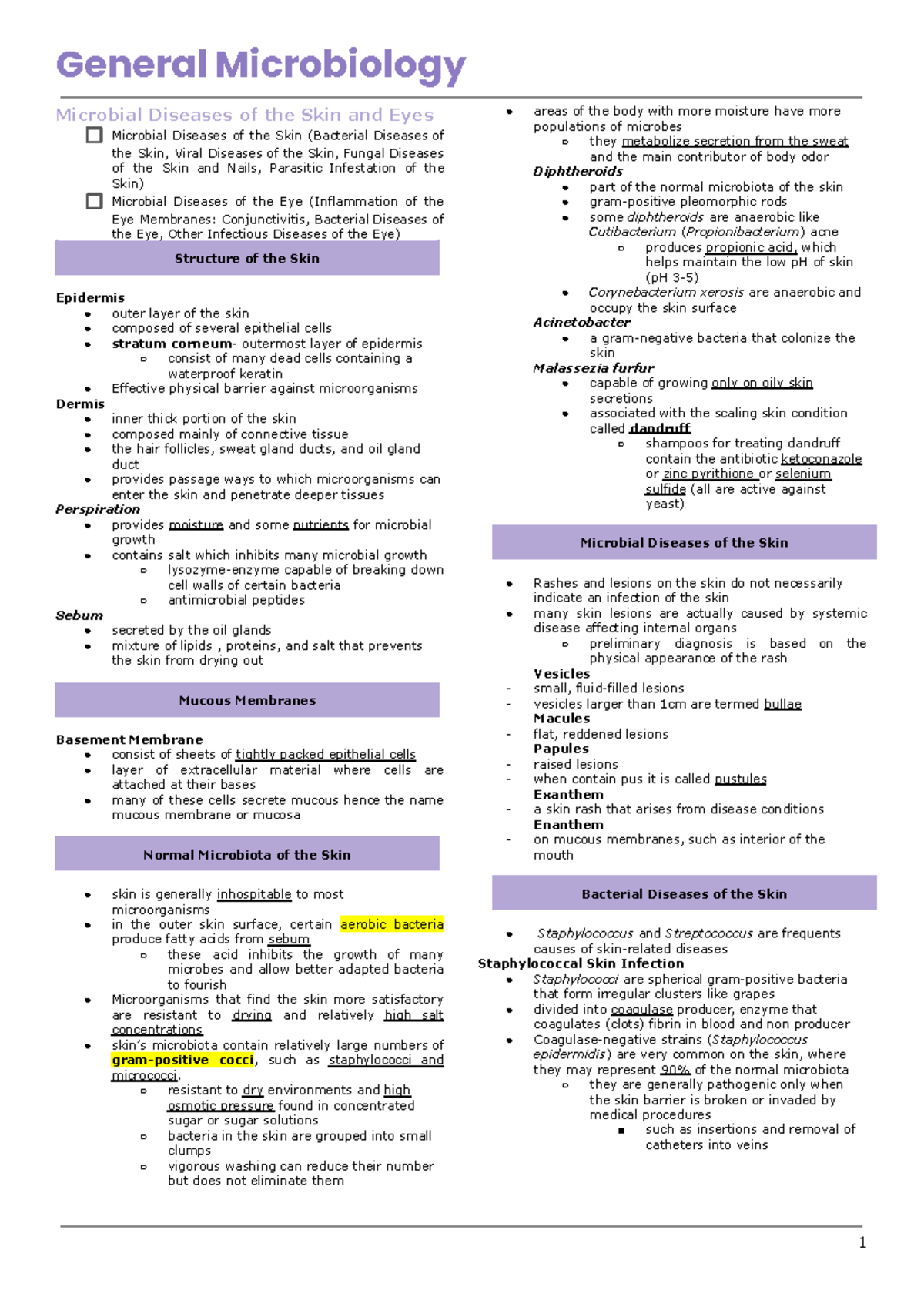 General Microbiology: Microbial Diseases of Skin & Eyes (Exam Notes ...