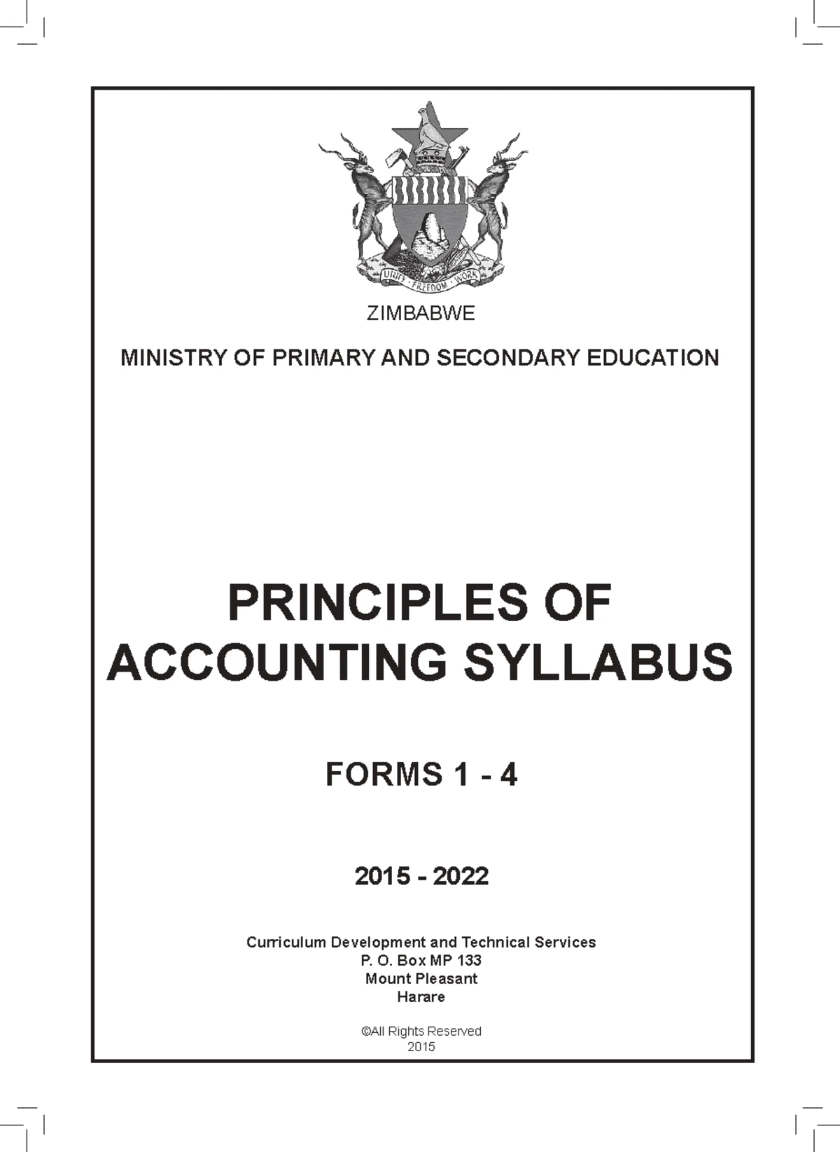 A- Level Accounting - ZIMBABWE SCHOOL EXAMINATIONS COUNCIL (ZIMSEC ...