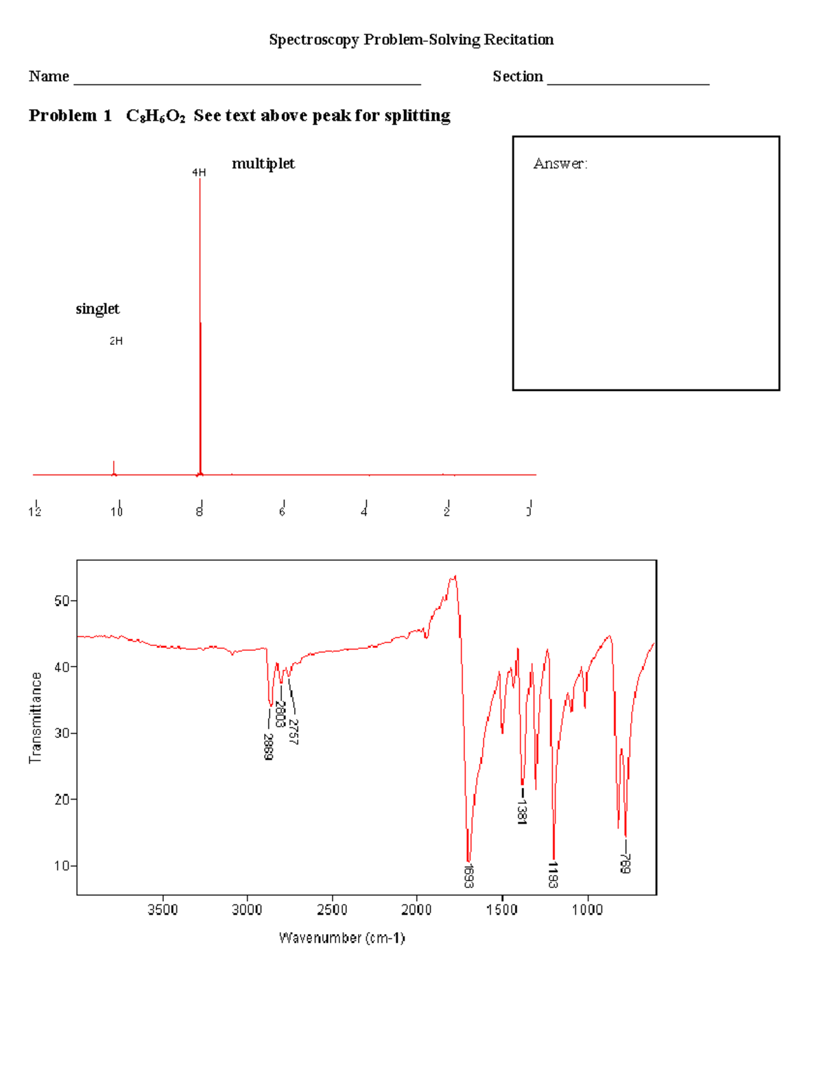 Recitation for Spectroscopy Problem-Solving - Tagged - Spectroscopy Problem-Solving Recitation ...