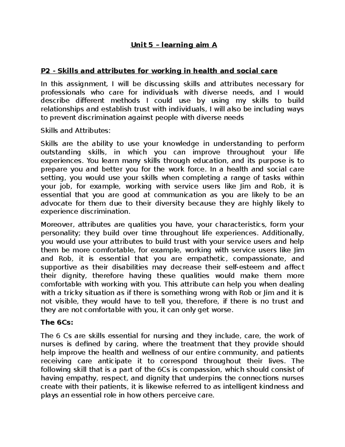 Unit 5 Learning AIM A, B, C - Unit 5 – learning aim A P2 - Skills and ...